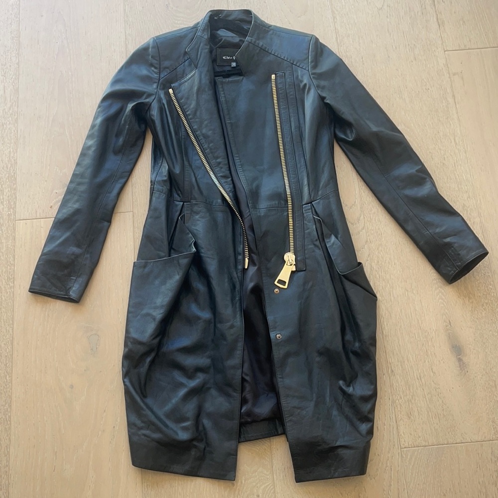 Fabio Fischer Black Trench Long Lamb Leather Jacket C… - Gem